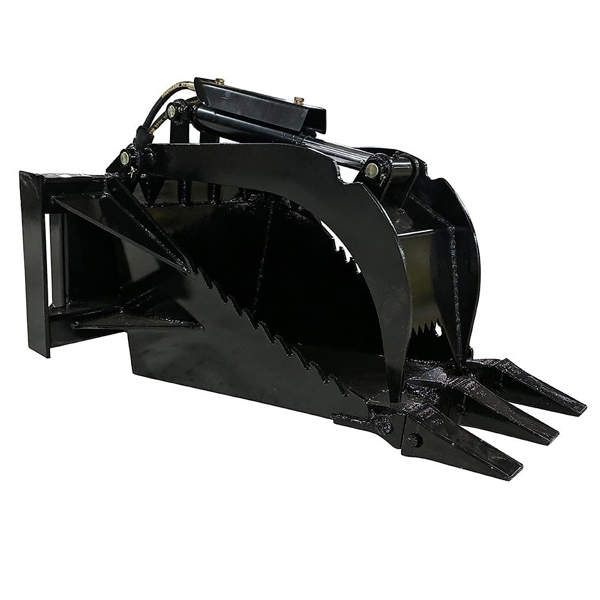 Titan Attachments Mini Skid Steer Stump Bucket Grapple, Quick Tach Mounting Style, Ideal for Tree Stumps, Roots, Buried Rock, Single 3,000 PSI Cylinder