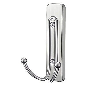 Command Large Double Bath Hook, Satin Nickel, 2-Hooks, 2-Large Water-Resistant Strips