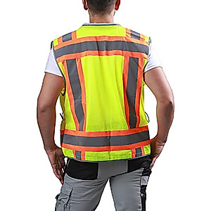 Kolossus Safety Vest for Men High Visibility Reflective Construction Tactical Vest (Yellow, X-Large)