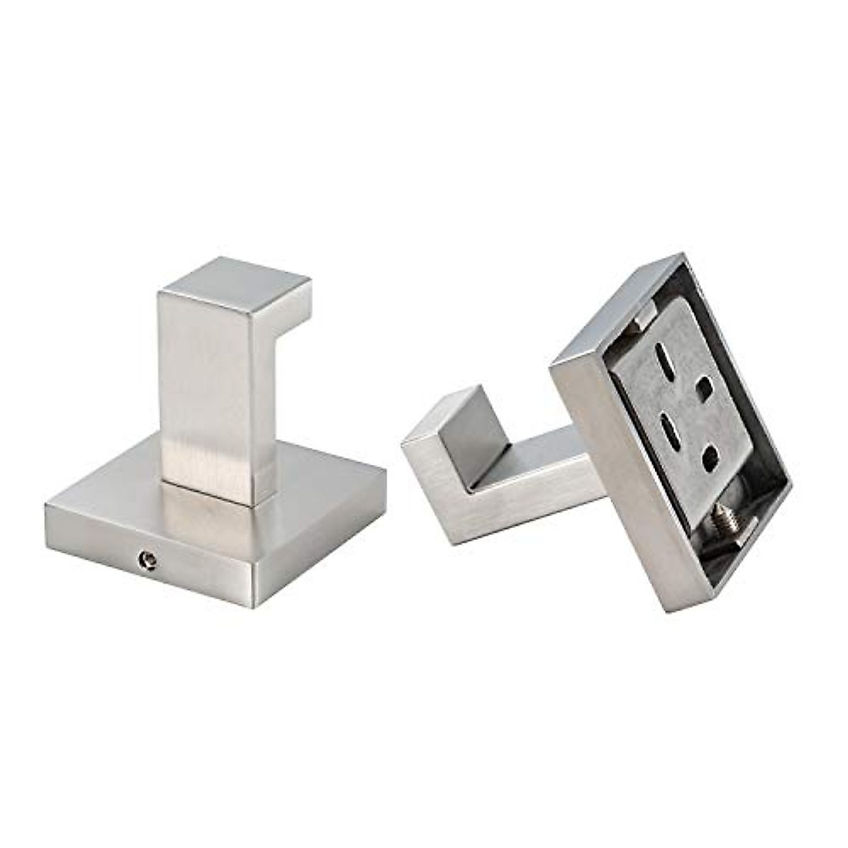 YGIVO Bathroom Hooks, Towel Robe/Coat Clothes Hook Brushed Nickel SUS304 Stainless Steel Square Hanger Wall Hooks Heavy Duty for Bath Kitchen Bedroom Garage Hotel Wall Mounted 2 Pack