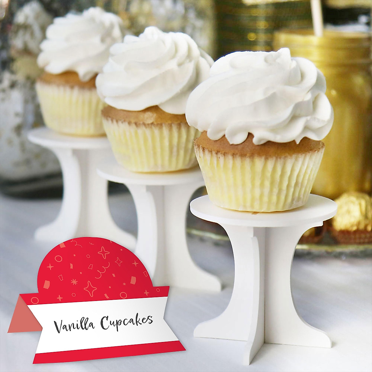 Big Dot of Happiness Red Confetti Stars - Simple Party Decorations Tent Buffet Card - Table Setting Name Place Cards - Set of 24