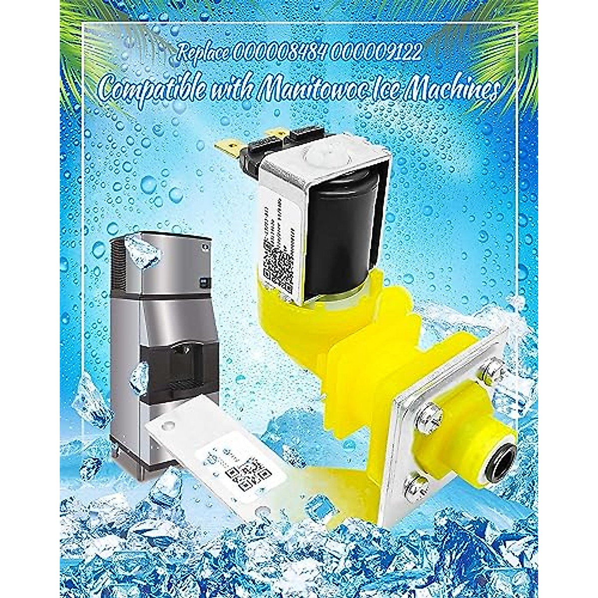 000009122 Ice Machine Water Valve Replacement Kit Compatible with Manitowoc Ice Machines, IH9122 Water Inlet Valve for Ice Machine Maker, 000008484 33129030 Water Fill Intake Valve