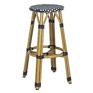 Safavieh PAT4018A Collection Kelsey Navy and White Indoor/Outdoor Bar Stool