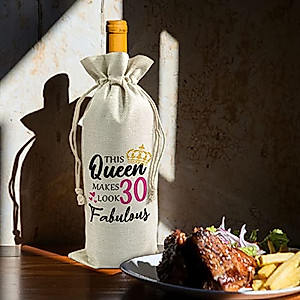 30th Birthday Gift for Women, 30th Female Milestone Birthday Gift, Party Wine Favor Bag, Wine Bag Gift, This Queen Makes 30 Look Fabulous