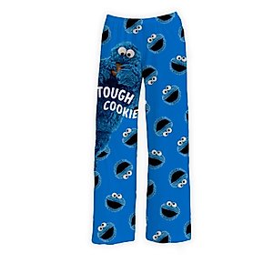 BRIEF INSANITY Lounge Pajama Pants for Men and Women | Sesame Street Cookie Monster Tough Cookie Graphic Print Pattern Bottoms - Comfy, Ultra Soft, Unisex Loungewear Pants (Tough Cookie, Medium)