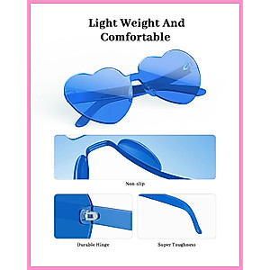 Gaiatop Heart Sunglasses for Women Candy Color Transparent Rimless Heart Glasses for Girls Cute Heart Shaped Sunglasses