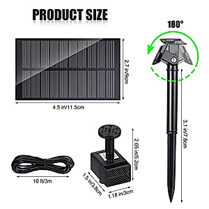 Retisee 2 Packs Solar Birdbath Fountain Pump Kit with 6 Nozzles 1.5W Solar Power Water Fountain for Bird Bath 160l/h Submersible Solar Floating Pump with Solar Panel for Bird Bath Pond Garden Fish
