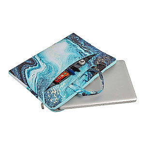 MOSISO Laptop Shoulder Bag Compatible with MacBook Air/Pro, 13-13.3 inch Notebook, Compatible with MacBook Pro 14 M4 M3 M2 M1 2025-2021, Creative Wave Marble Carrying Briefcase Handbag Sleeve Case