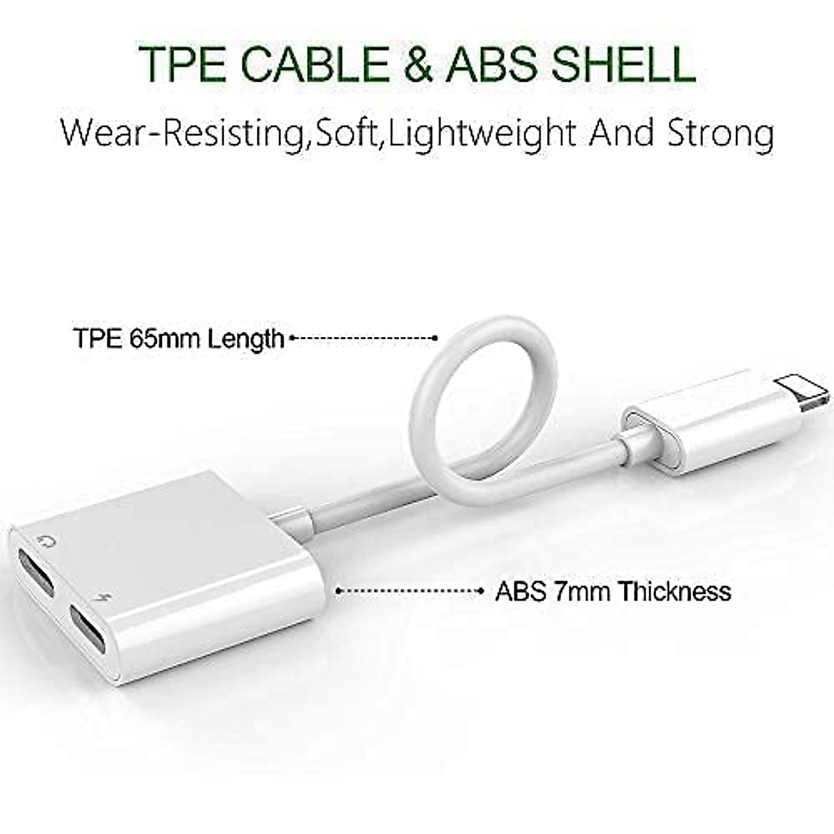 Dual Lightning Splitter for iPhone,[MFi Certified] iPhone Headphone Adapter 2 in 1 Dual Lightning Headphone Jack Audio + Charge Cable Compatible for iPhone 12/12 Pro/11/XS/XR/X 8 7/iPad/ iPod