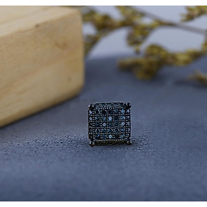 Dazzlingrock Collection 0.25 Carat Round Blue Diamond Cube Unisex Screwback Stud Earring (1 Pc Only) in Blue Plated 18K White Gold