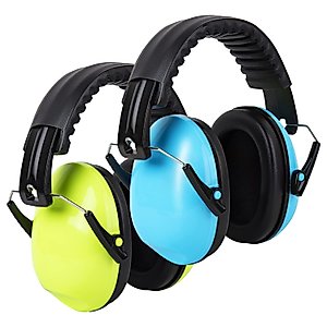 VOKIWILL 2-PACK Kids Ear Protection Earmuffs, Adjustable Safety Hearing Protection Headphones Noise Reduction Earmuff for Kids Toddlers 25NRR Noise Cancelling Earmuffs (Green, Blue)