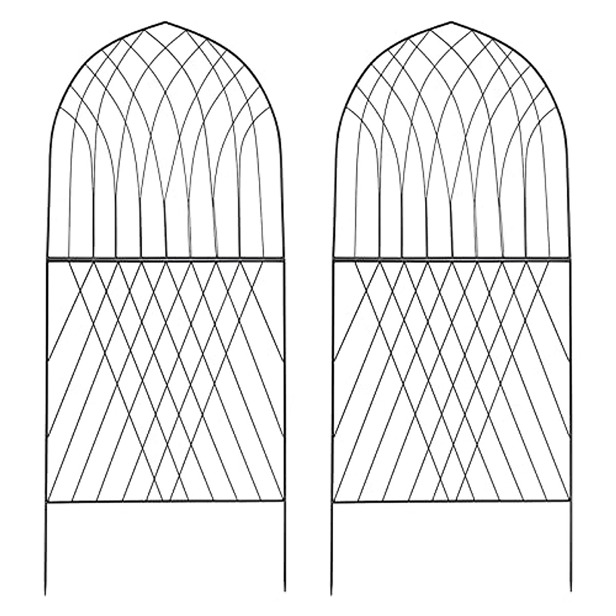 2 Pack Large Garden Trellis for Climbing Plants and Vines, for Ivy, Roses, Cucumbers 75 inches Plants Support Tall Wall Rustproof Black Steel Metal Trellis