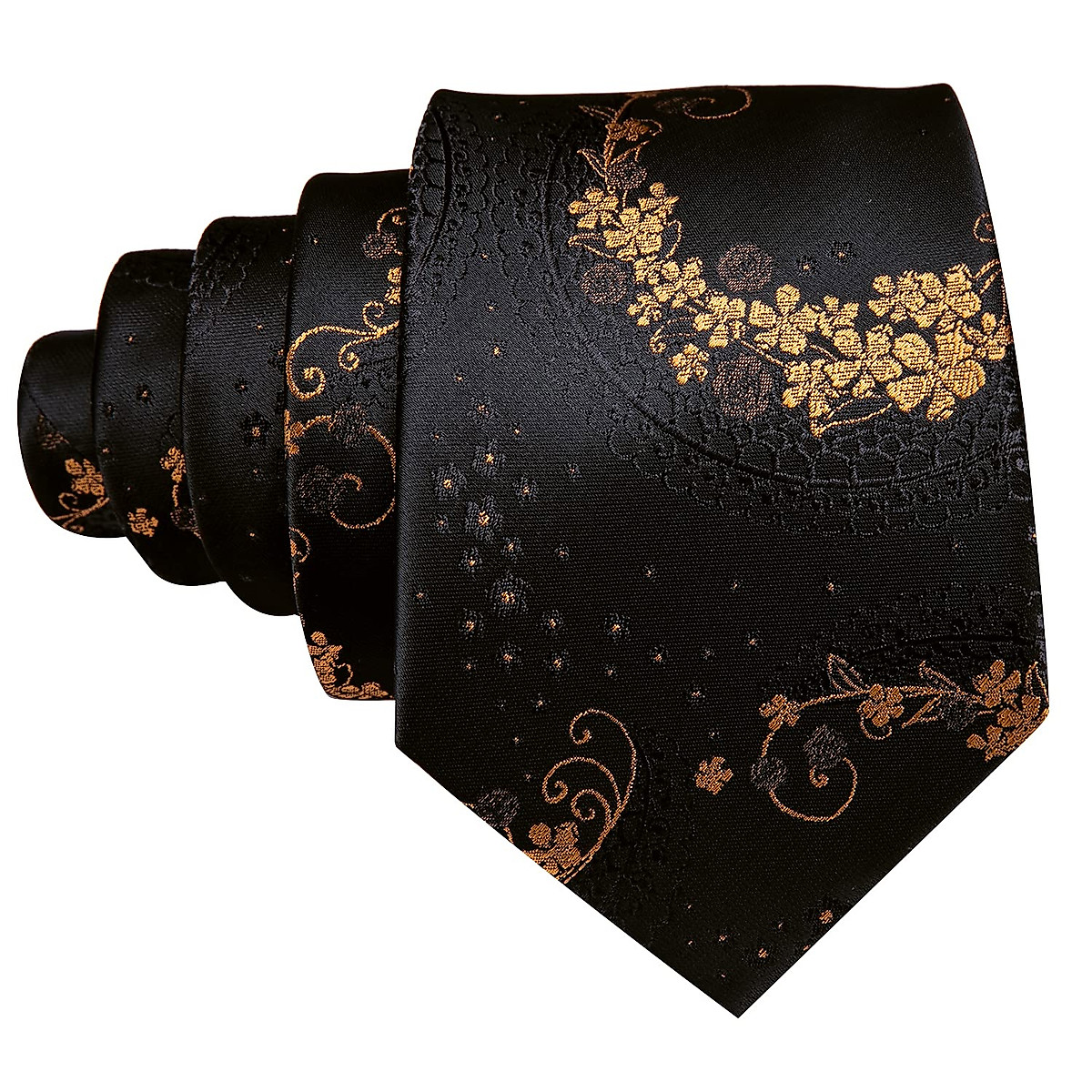Barry.Wang Flower Ties for Men Handkerchief Cufflinks Set Wedding Necktie Set Party