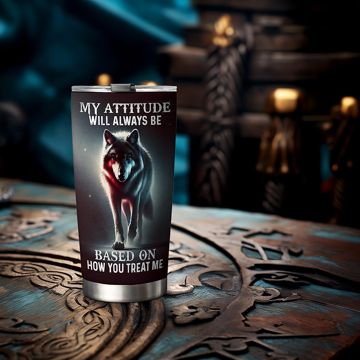 64HYDRO 20oz Wolf Gifts for Men, Women, Wolf Gifts for Wolf Lovers - Valentines Day Gifts for Him, Her - Inspirational Gifts - Wolf Tumbler Cup with Lid, Double Wall Vacuum Insulated Travel Coffee Mug