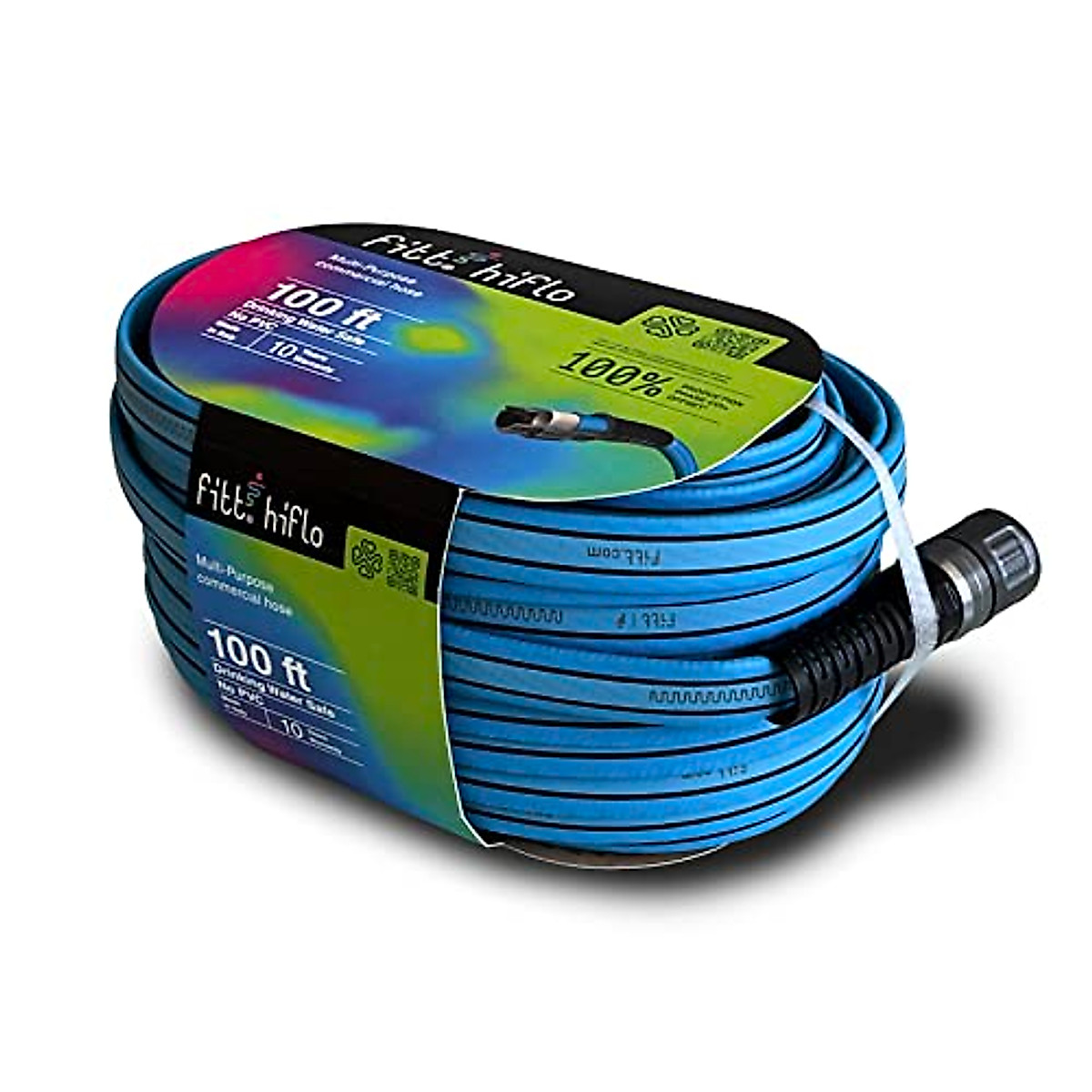 FITT HiFlo Water Hose 100ft, Multipurpose Garden Hose, Easy to Use and Long-lasting Performance, Light Blue