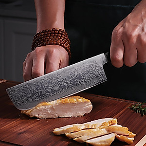 FINDKING 7 Inch Nakiri Chef Knife, Sharp Japanese Vegetable Knife, Sturdy Milk Street Knife, Stylish Usuba Knife, Perfect Home Cook's Knife (BLACK-ROSE Series)