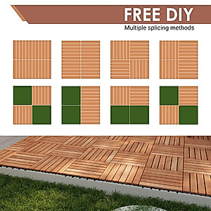 Pack of 9 Pieces, Premium Wood(Not Softwood Fir/Pine) Interlocking Deck Tile, Patio Pavers Floor, Flooring Tiles, Decor, D.I.Y Tile, Decking, Wholesales, 8.72 Square Feet, Brown (Sale Off in 3 Days)