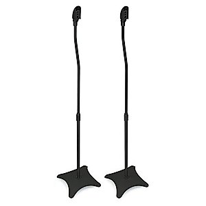 Mount-It! Speaker Floor Stands | Height Adjustable with Cable Management for Satellite, Small Bookshelf & Bluetooth Speakers up to 10 Lbs | Fits Vizio, Polk, Bose, JBL, Sony & Samsung | 1 Pair, Black
