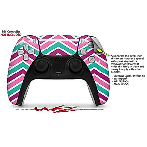 WraptorSkinz Skin Wrap compatible with Sony PS5 DualSense Controller Zig Zag Teal Pink Purple (CONTROLLER NOT INCLUDED)