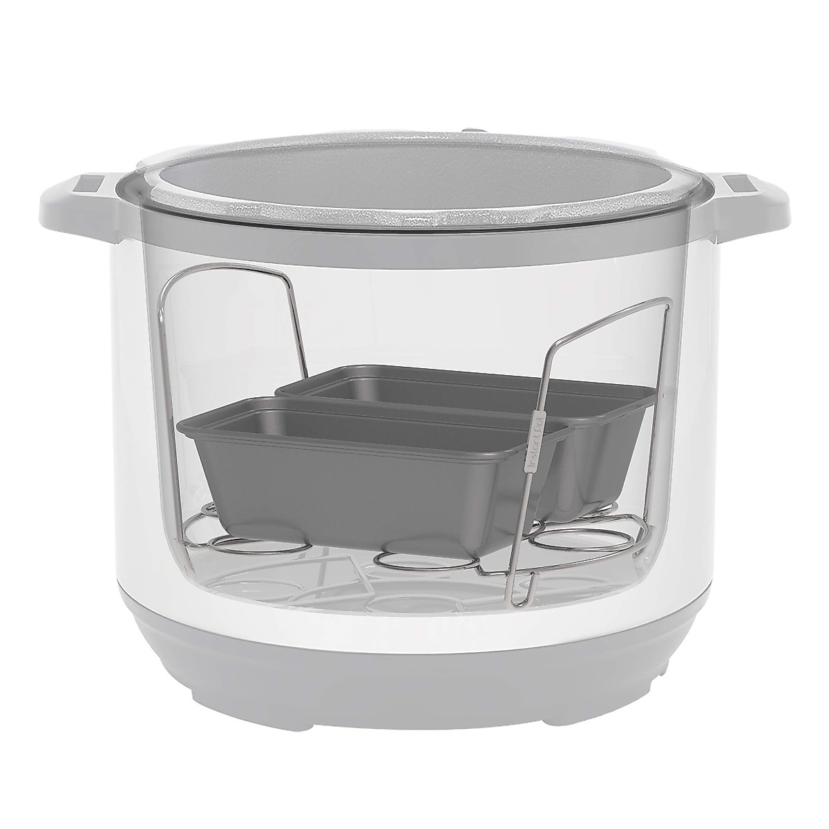 Instant Pot Official Non-Stick Mini Loaf Pans, Set of 2, Versatile for Meatloaf, Lasagna, Desserts, Compatible with 6-Quart and 8-Quart Cookers, Easy Cleanup, Gray