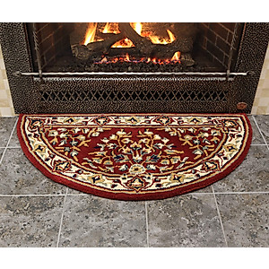 Minuteman International Burgundy Oriental Wool Hearth Rug, Half Round