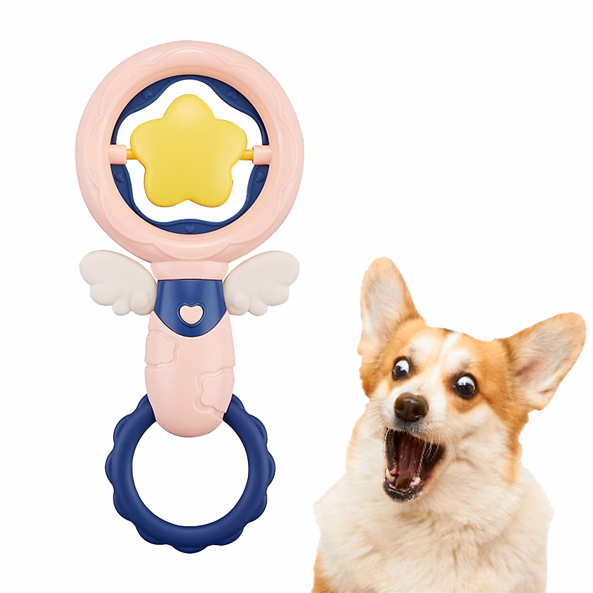 Generic Interactive Dog Toys for Boredom, Durable Dog Squeaky Toys, Dog Chew Toys for Aggressive Chewers Large Breed, Grind Teeth Clean Tartar Solve Pet Oral Problems, pink, blue, yellow, white