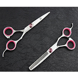 Professional Hair Cutting Scissors Shears Barber Thinning Set Kit- Family Hair Cutting,Barber Hair Cutting Tool Thinning texturizing/Pink 6"