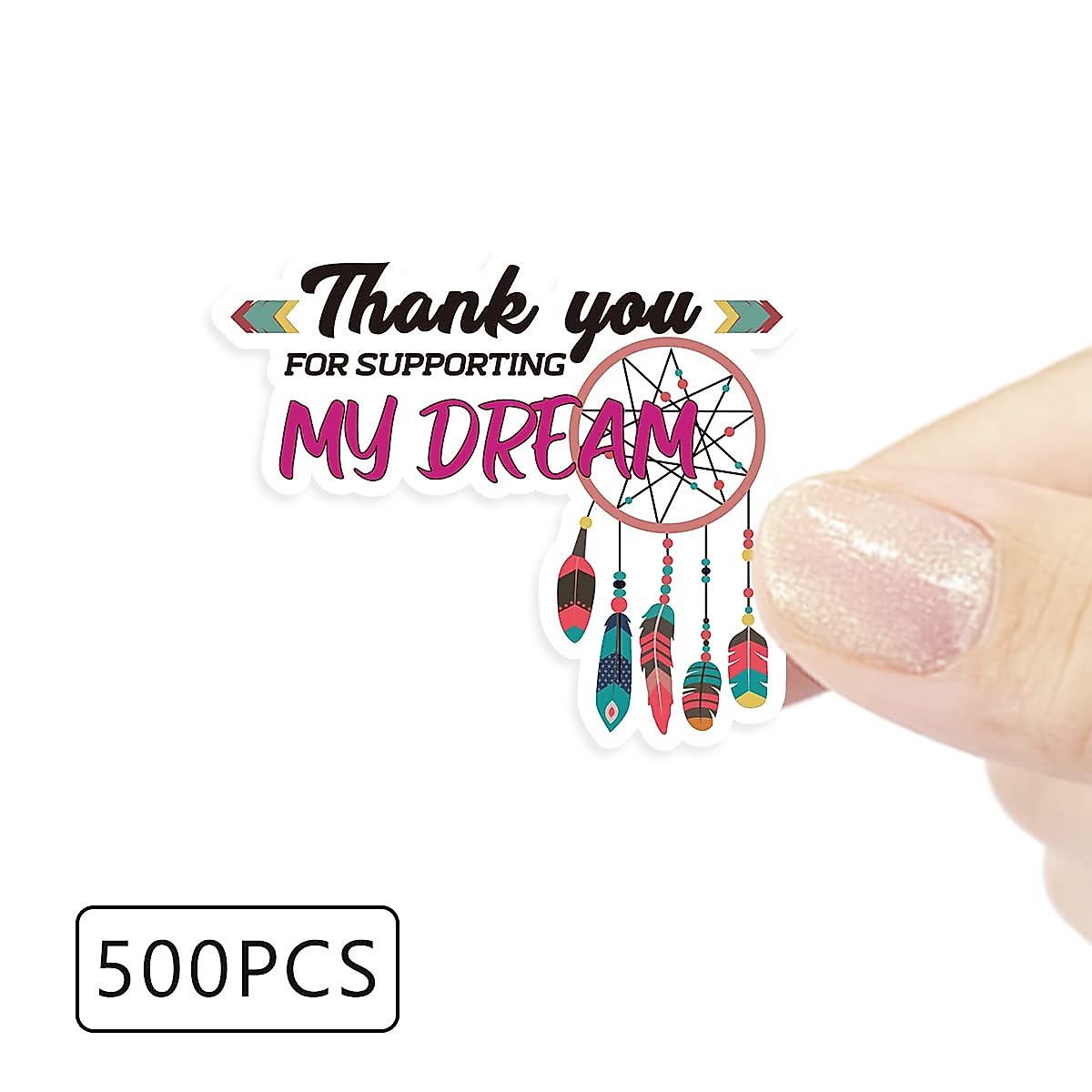 Wailozco Thank You for Supporting My Dream Dream Catcher Stickers,Handmade Stickers,Small Shop Stickers,Envelopes Stickers for Small Business, Online Retailers,Handmade Goods,500 Labels Per Roll