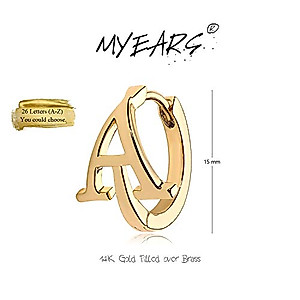 MYEARS Women Huggie Hoop Earrings Gold Initial F Sleeper 14K Gold Filled Small Simple Delicate Handmade Hypoallergenic Personalized Jewelry Gift
