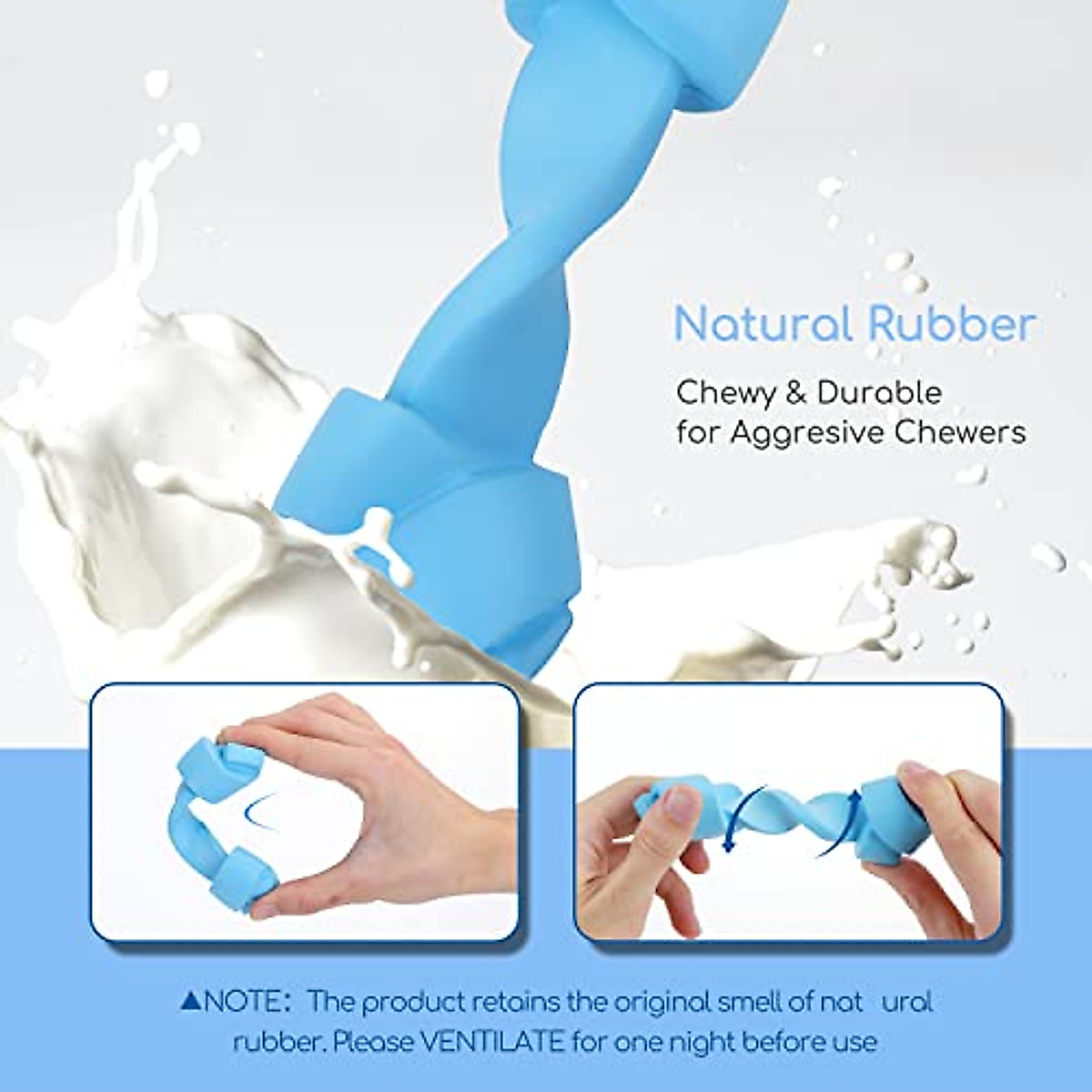 Nobleza Dog Chew Toy, Durable Hard Dog Bone Toy for Teething and Teeth Exercise, Safe Natural Rubber Puppy Chew Toy for Small and Medium Dogs, 5.4 * 1.8 * 1.4 in, Blue