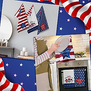 Tudomro 4th of July Kitchen Towels Dish Towels Set of 3 Patriotic Kitchen Towels American Flag Stars Stripe Dishtowel for Independence Day Memorial Day Kitchen Home Decor, 3 Styles, 24 x 16 Inch