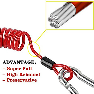 DPEI XUAN Breakaway Trailer Cable, Trailer Brake Cable, RV Stainless Steel Spring Towing Coiled Wire, Heavy Duty Steel Wire Extend to 6ft Coiled Safety Cables Strap for RV Towing Trailer