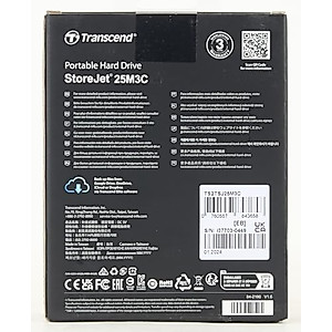 Transcend 2TB StoreJet 25M3C USB Type-C Portable Hard Drive (HDD) Rugged, Anti-shock resistant, Compact and Lightweight with Lightning-fast Speeds and a One Touch Backup Button (Iron Grey) TS2TSJ25M3C
