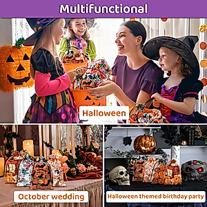 HRX Package 100pcs Halloween Organza Bags 4x6 inch, Mesh Candy Bags Drawstring, Small Goodie Bags for Treats, Jewelry, Party Favor