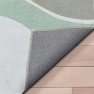 Well Woven Kids Modern Rugs Curved Rainbow 5' x 7' Multi Color Printed Machine Washable Area Rug