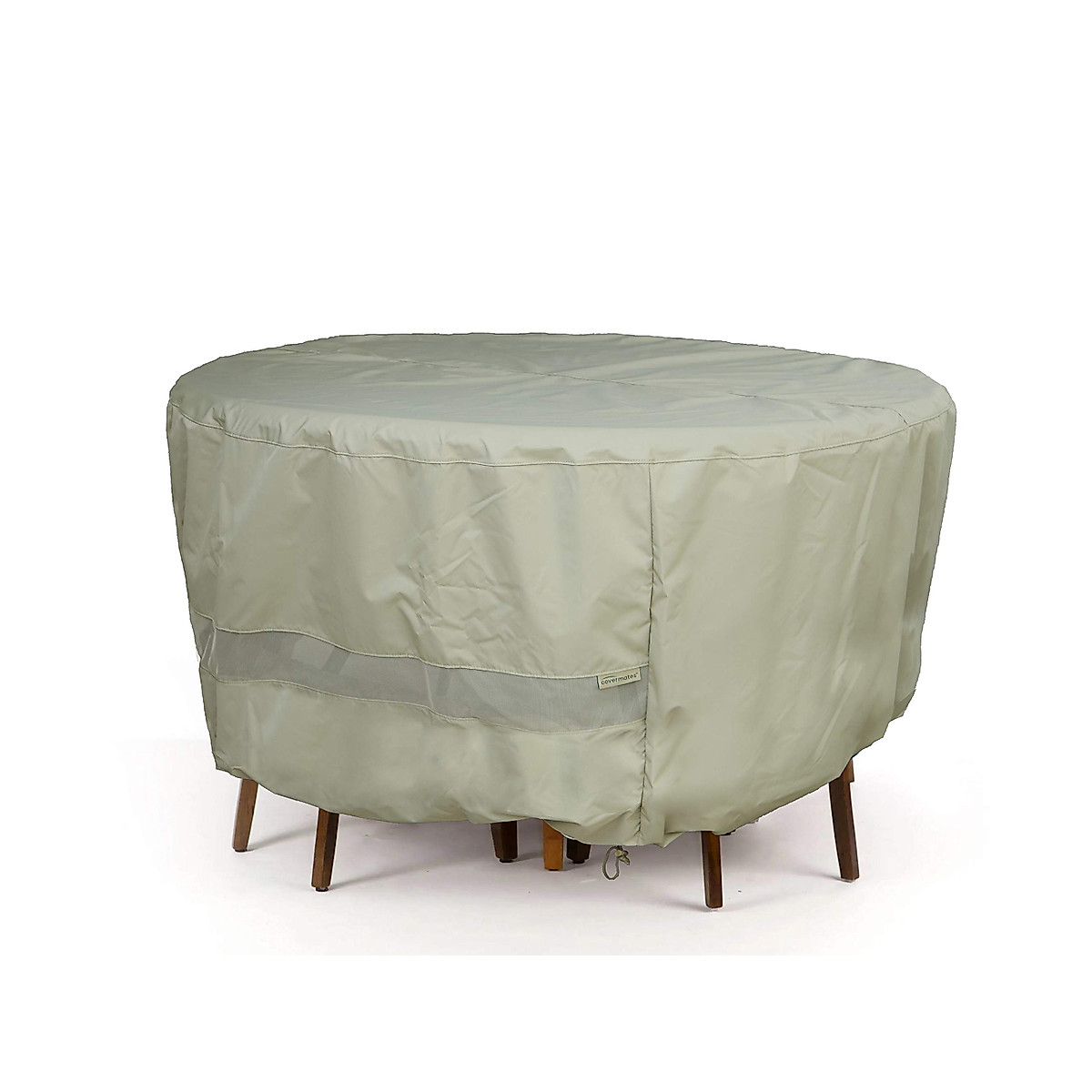 Covermates Round Dining Table/Chair Set Cover - Water-Resistant Polyester, Mesh Ventilation, Patio Table Covers, 60DIAMETER x 30H, Khaki