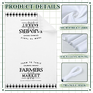 Geyoga 4 Pcs Farm Chicken Kitchen Towels Farmhouse Vintage Buffalo Plaids Dish Towel Rustic Rooster Pig Cow Cloths Hand Towels 16 x 24 Inch Tea Towel for Christmas Bathroom (White, Black,Farm)