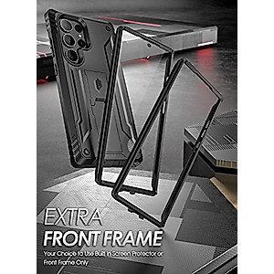 Poetic Revolution Case for Samsung Galaxy S23 Ultra 5G 6.8" (2023), Built-in Screen Protector Work with Fingerprint ID, Full Body Rugged Shockproof Protective Cover Case with Kickstand, Black