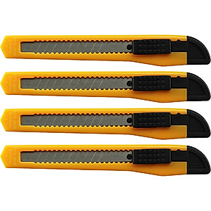 4 UTILITY KNIFE SET BOX CUTTER SNAP-OFF RAZOR BLADES