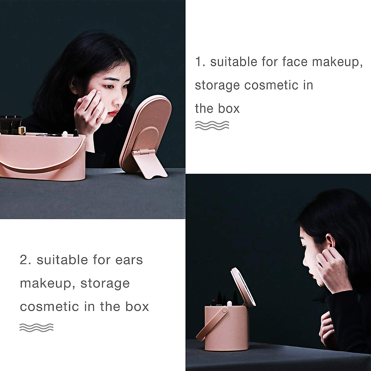 Travel Makeup Bag Organizer with LED Light Mirror, Makeup Organizer/Train Case Portable Cosmetic/Jewelry Organizer for Women