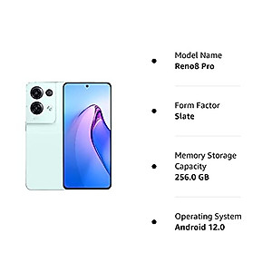 OPPO Reno 8 Pro 5G Dual 256GB 12GB RAM Factory Unlocked (GSM Only | No CDMA - not Compatible with Verizon/Sprint) - Green