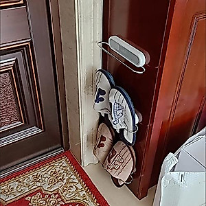 Wall Mounted Slipper Rack Organizer Towel Bar with Sticky Hanging Strips Convenient Self-Adhesive(10.2", Grey)