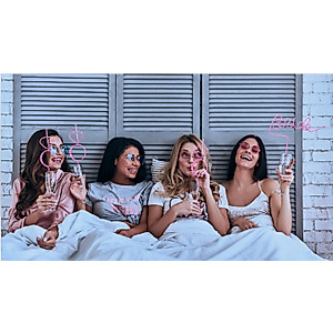 GREAWOD 12pcs Glitter Bachelorette Party Decorations Straws, Bride party Favors Bridal Shower Wedding Engagement Party Decorations,1 Pink Glitter Bride Straws And 11 Pink Glitter Diamond Ring Straws