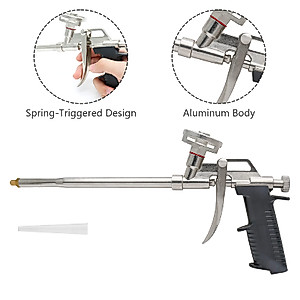 Qjaiune PU Spray Foam Gun Sealant Application Gun, Spray Insulation Expanding Foam Gun Applicator, Heavy Duty Dispensing Caulking Gun for Filling Sealing Windows Gap