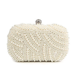 YLLWH Pearl Clutch Bags Women Purse Ladies White Hand Bags Evening Bags for Party Wedding Shoulder Bag