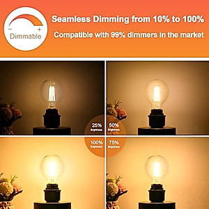 【Upgraded】 Dimmable G25 LED Globe Light Bulbs, Edison Light Bulbs 100W Equivalent, 1200 Lumens, 10W E26 Base Vanity Light Bulb with Warm White 2700K for Home Reading Room Bathroom Pendant, 4-Pack