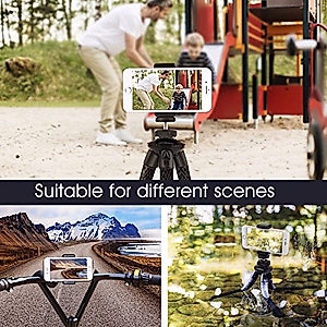 Camera/Phone Tripod,Patekfly 12 Inch Flexible Camera Tripod for Canon/Nikon/Sony DSLR Cam/Action Cam, Phone Tripod Stand with Cell Phone Holder Clip for iPhone/Android Phone(3 in 1)