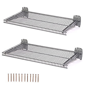 lesolar 2 Pack Wall Mounted Storage Shelf 12 x 24 inch Garage Storage Wall Shelves Metal Carbon Steel (Wall Hanging Suitable for General Lath Wall)