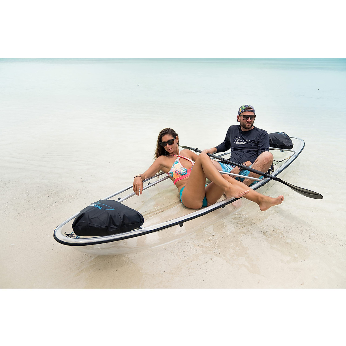 Genuine Crystal Kayak by The Crystal Kayak Company | Clear Commercial Grade Single/Double Riders | Transparent Hybrid Kayak/Canoe | Exploring, Fishing, Rental or Family Fun!