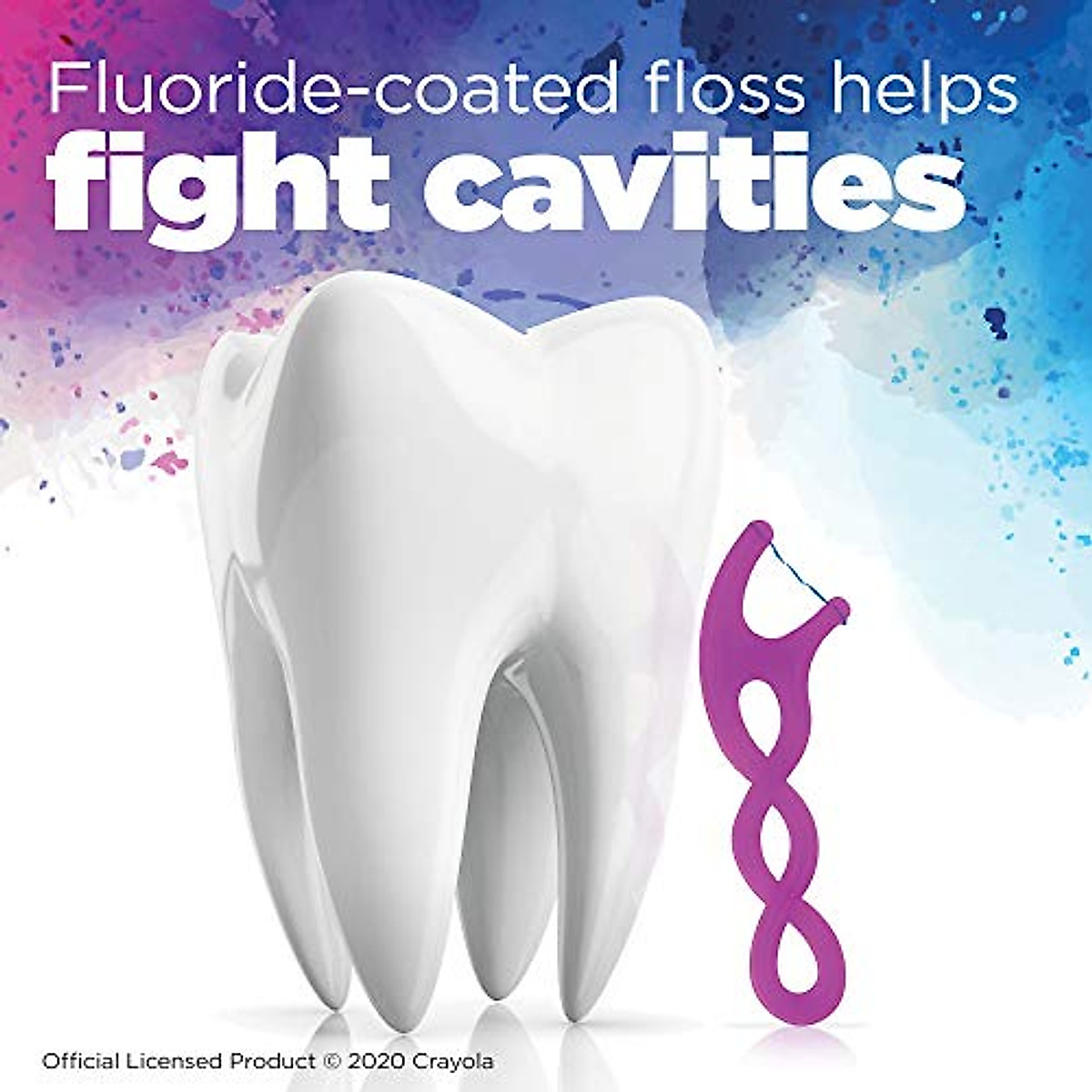 GUM Crayola Twistables Kids Flossers with Fluoride - Designed for Little Hands - Three Fun Fruit Flavors - Easy to Use Kids Floss Picks for Children Ages 3+, 75 ct